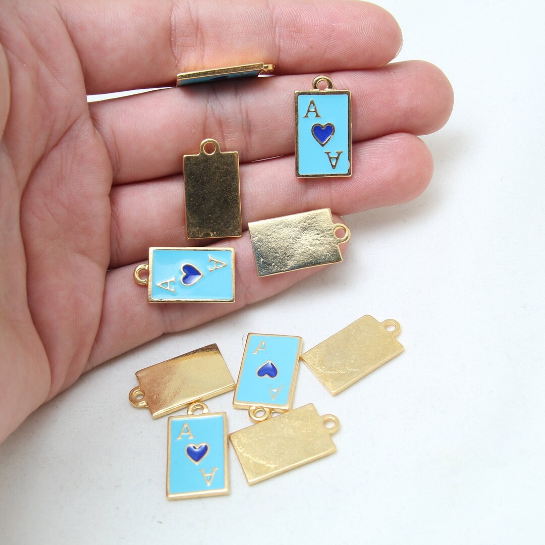 24x14mm 24k Shiny Gold Playing Cards Charm, Playing Cards Pendant ...