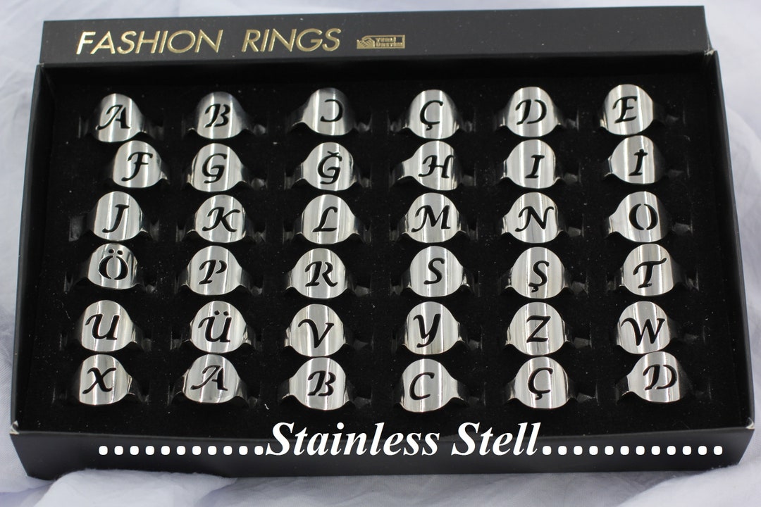 Stainless Stell Ring,36 Pieces,alphabet Ring,ring,silver Ring,gold ...
