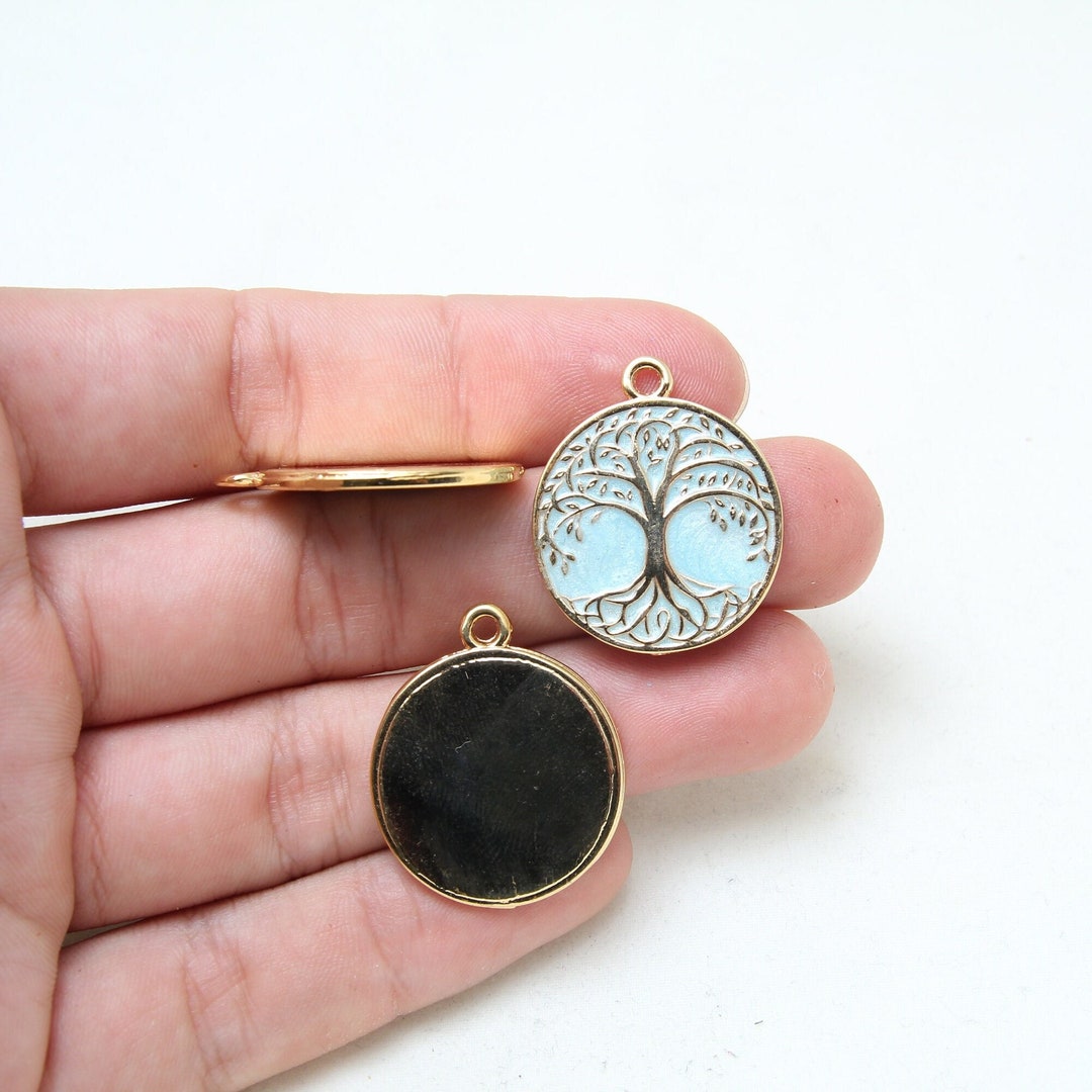 26x31mm 24k Shiny Gold Tree of Life Charm, Flower of Life Necklace ...