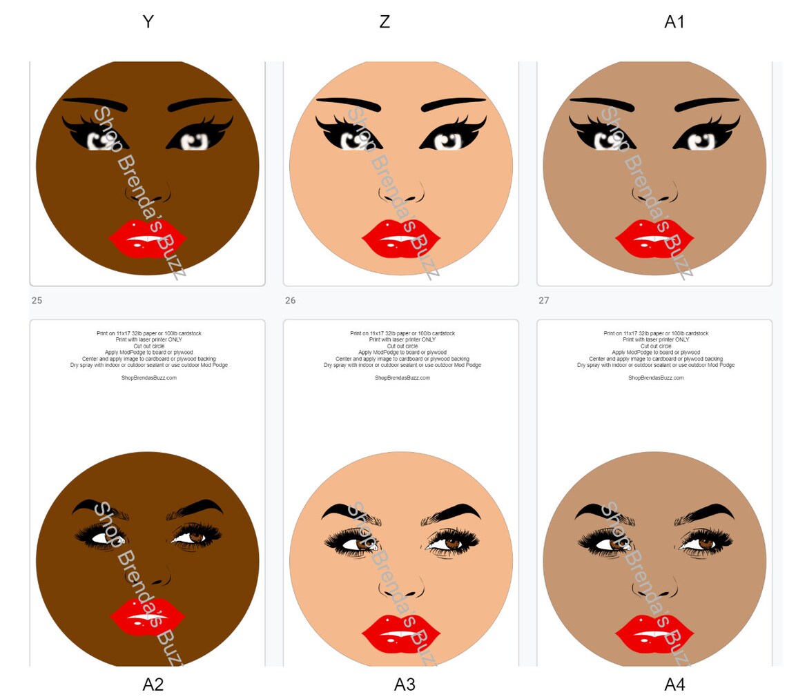 50 Digital Download Faces - Etsy