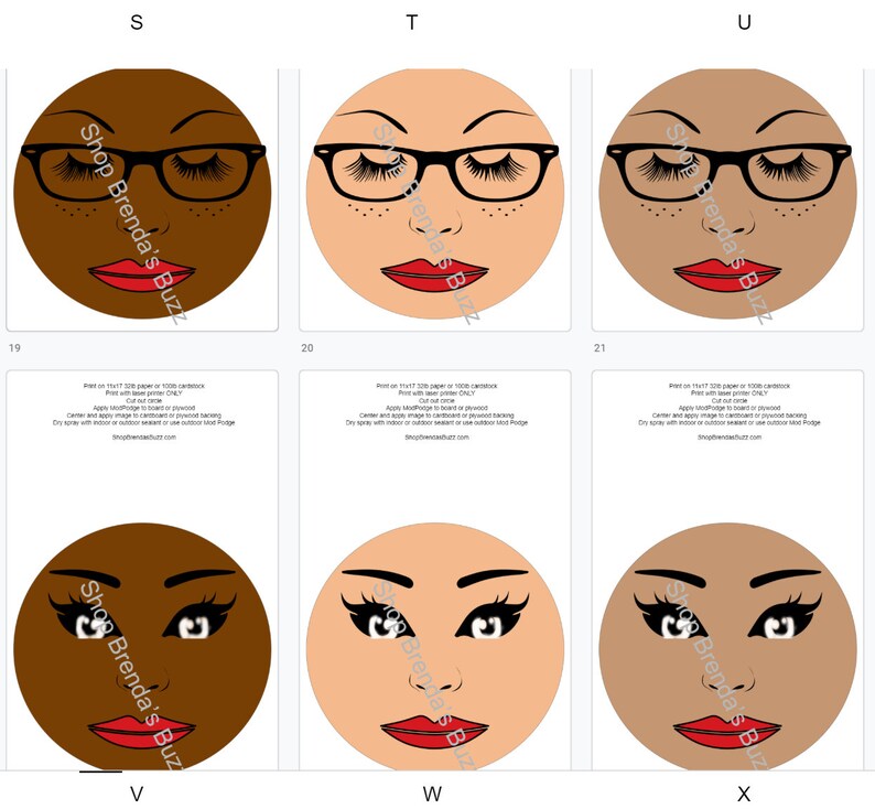 50 Digital Download Faces - Etsy