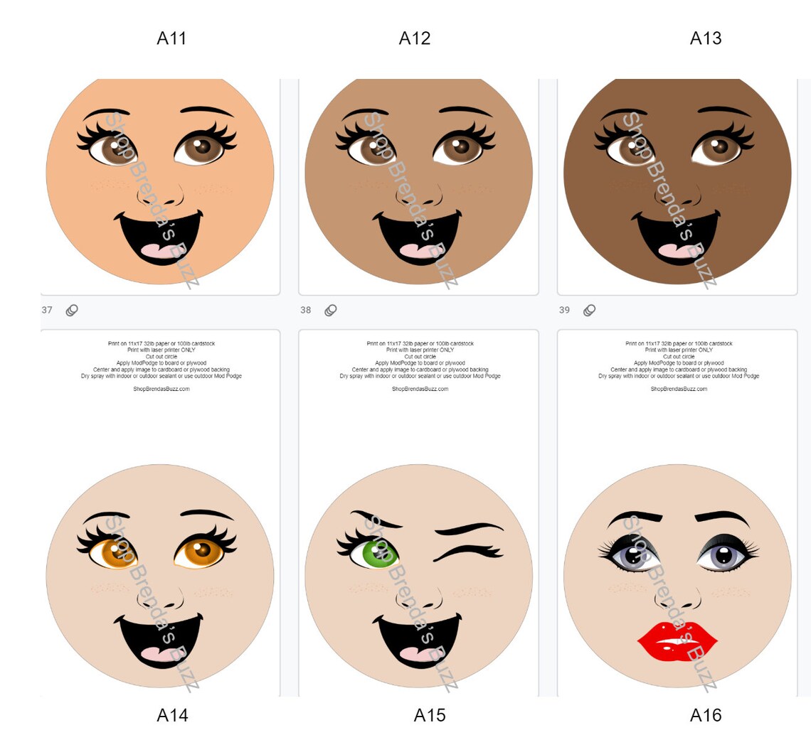 50 Digital Download Faces - Etsy