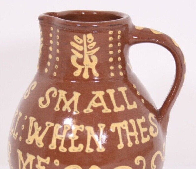 J & D Huntley Redware Slipware Verse Pottery 8 Motto Pitcher - Etsy