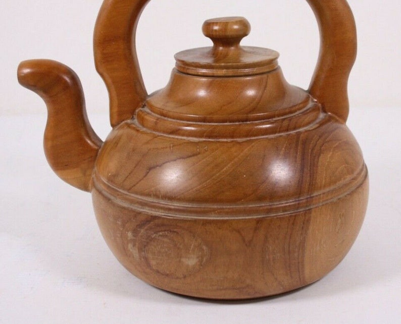 Hand Turned Wood Artist Teapot 9 X 8 Vtg Mod Antique Rustic Ranch ...