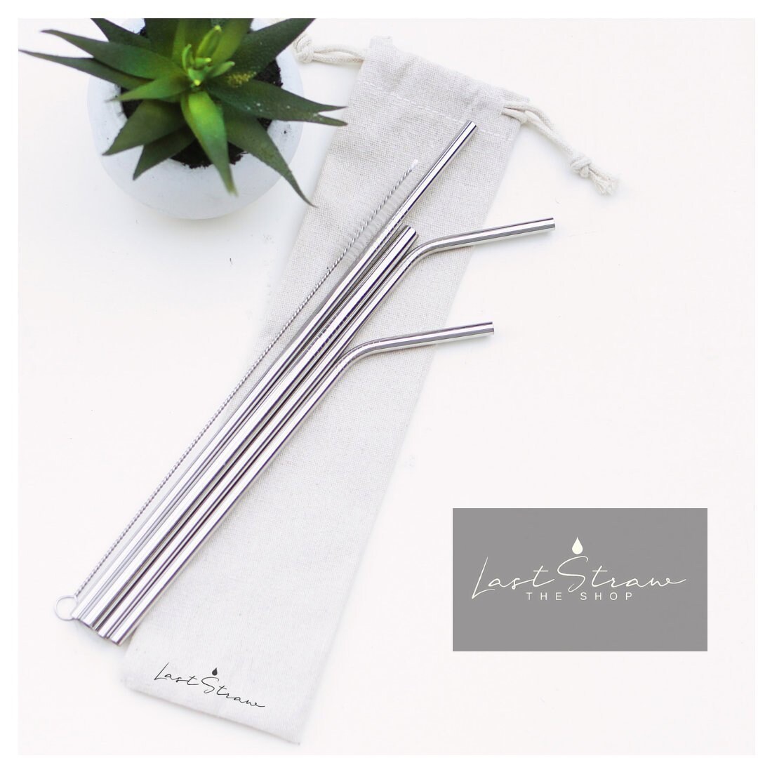 6 Piece Silver Stainless Steel Straw | Silver Metal Straw | Party Straw ...