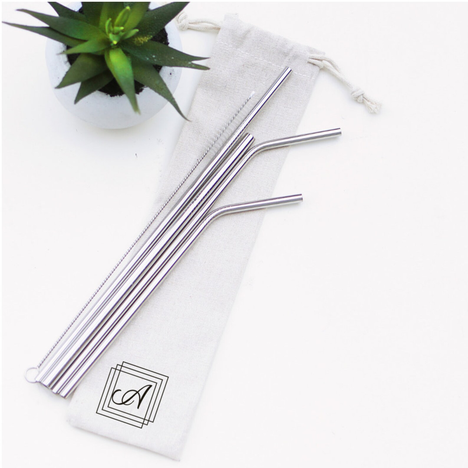 Personalized Straw Pouch With Stainless Steel Straw Set Eco - Etsy