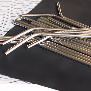 6 Piece Silver Stainless Steel Straw | Silver Metal Straw | Party Straw ...