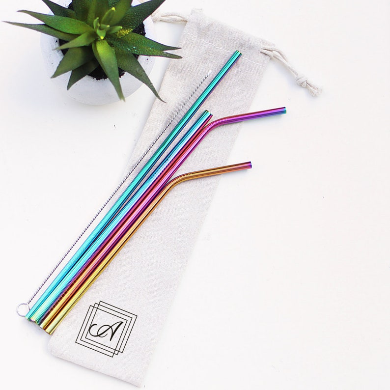 Personalized Straw Pouch With Stainless Steel Straw Set Eco - Etsy