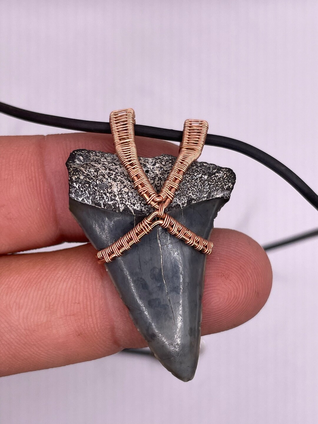 Mako Shark Tooth Necklace Fossil Wire Wrapped in 14k Rose Gold Filled 1 ...