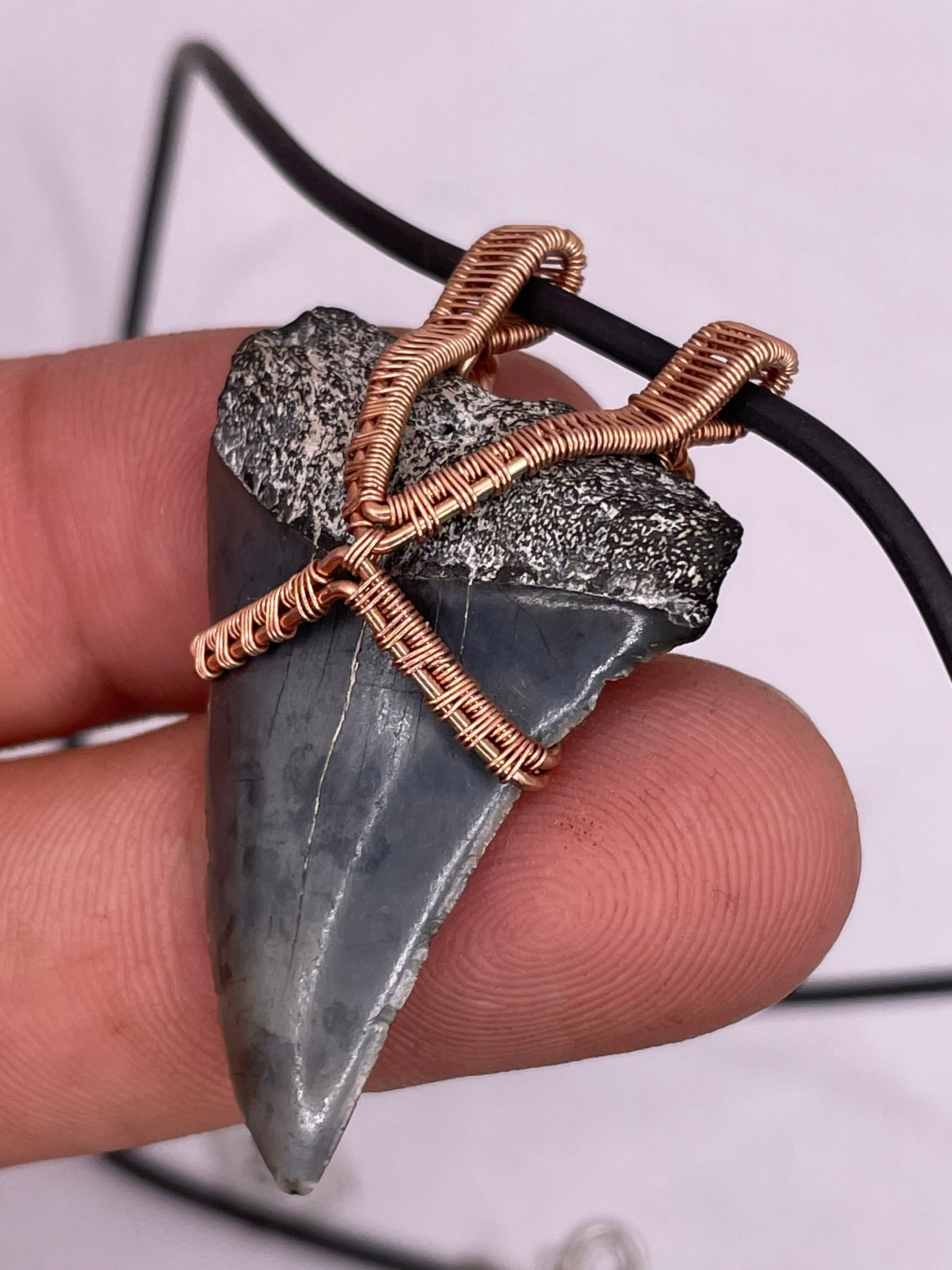 Mako Shark Tooth Necklace Fossil Wire Wrapped in 14k Rose Gold Filled 1 ...