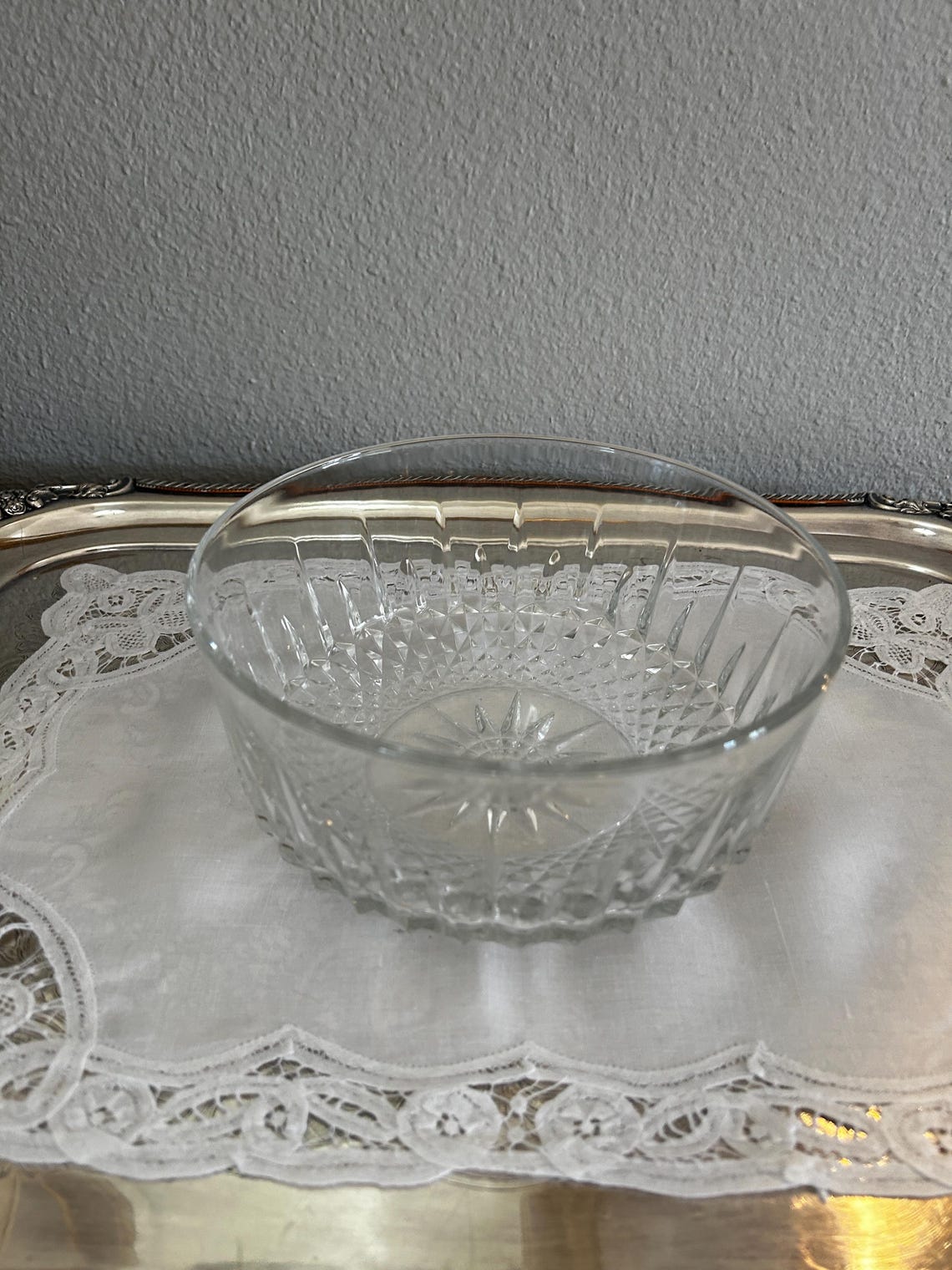 Vintage Arcoroc France Vintage 1960's Starburst Pattern Cut Glass Fruit ...