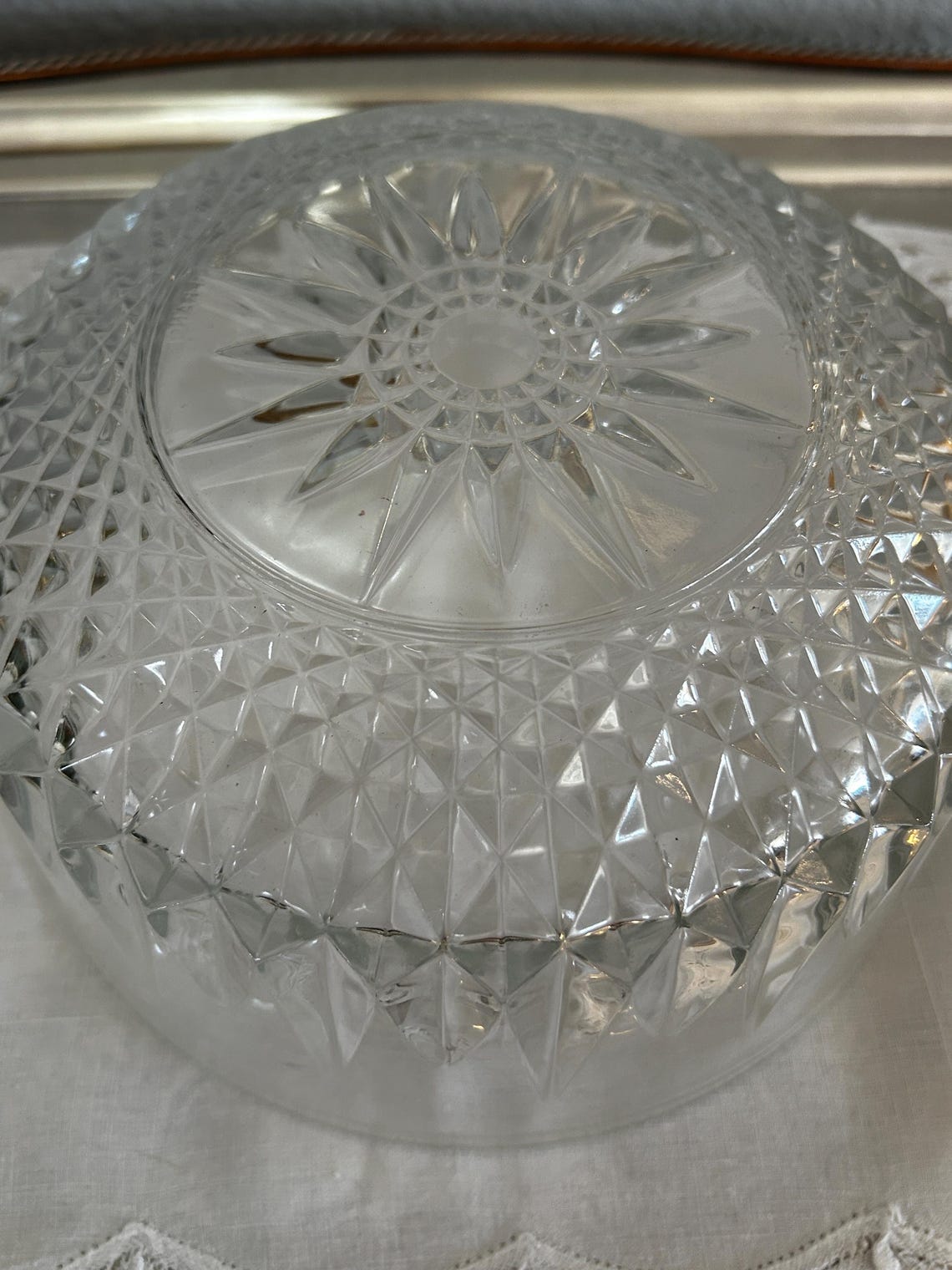 Vintage Arcoroc France Vintage 1960's Starburst Pattern Cut Glass Fruit ...