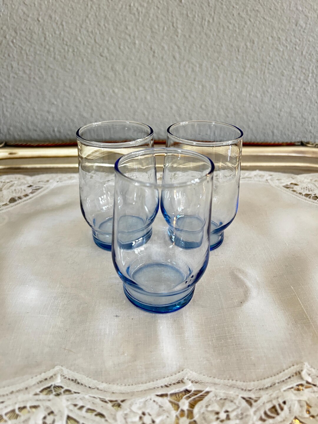 Vintage MCM Retro Misty Blue Libbey Small Glasses Dinner Party ...