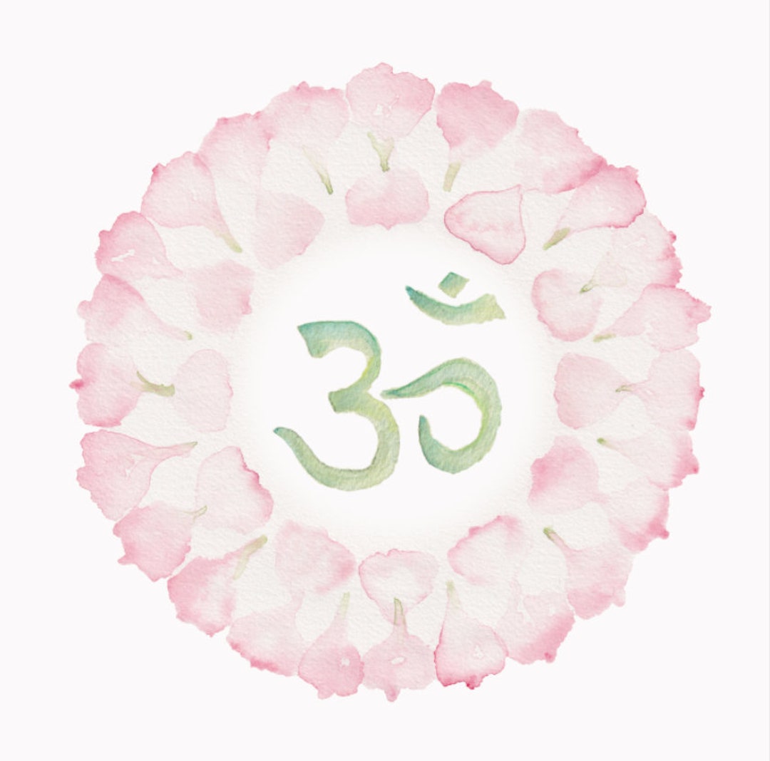 Green OM Watercolor With Rose Petal Wreath - Etsy