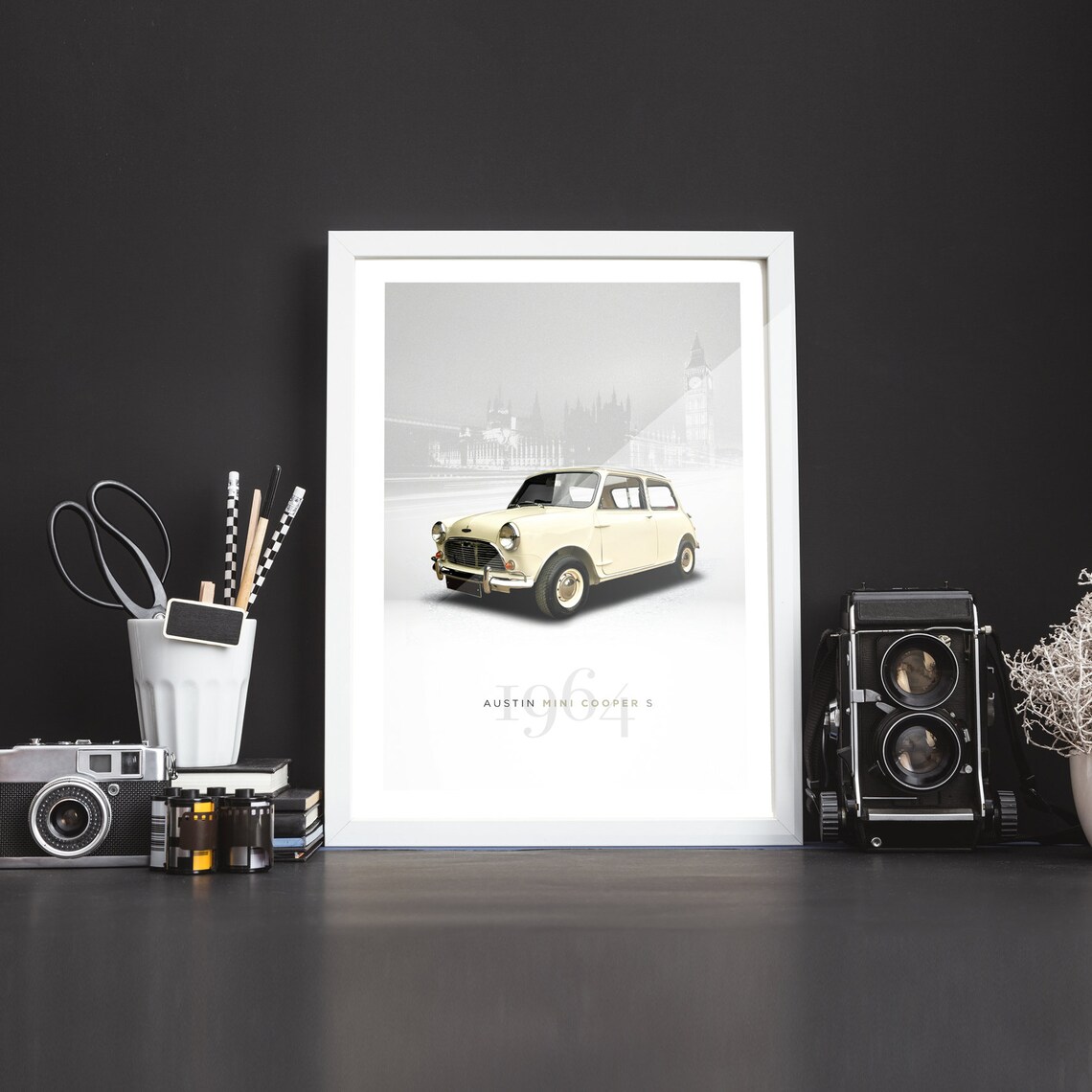 Austin Mini Cooper S car poster classic car auto art wall | Etsy