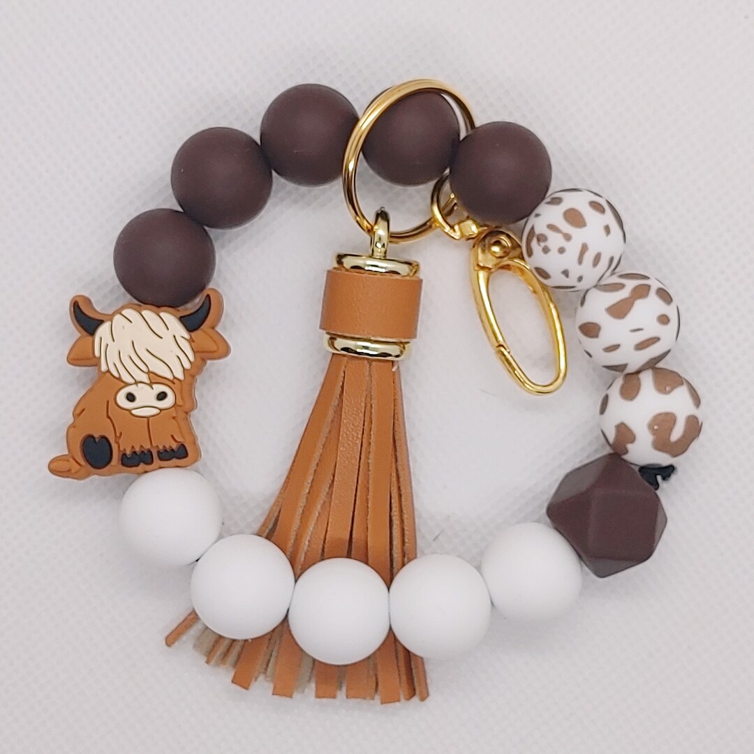 Highland Cow Silicone Bead Keychain Lanyard - Etsy