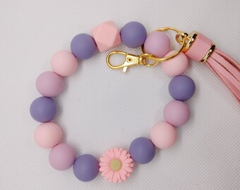Lavender Daisy & Timber Silicone Bead Keyring - Etsy