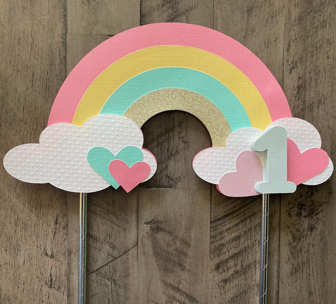 Rainbow Cake Topper - Etsy