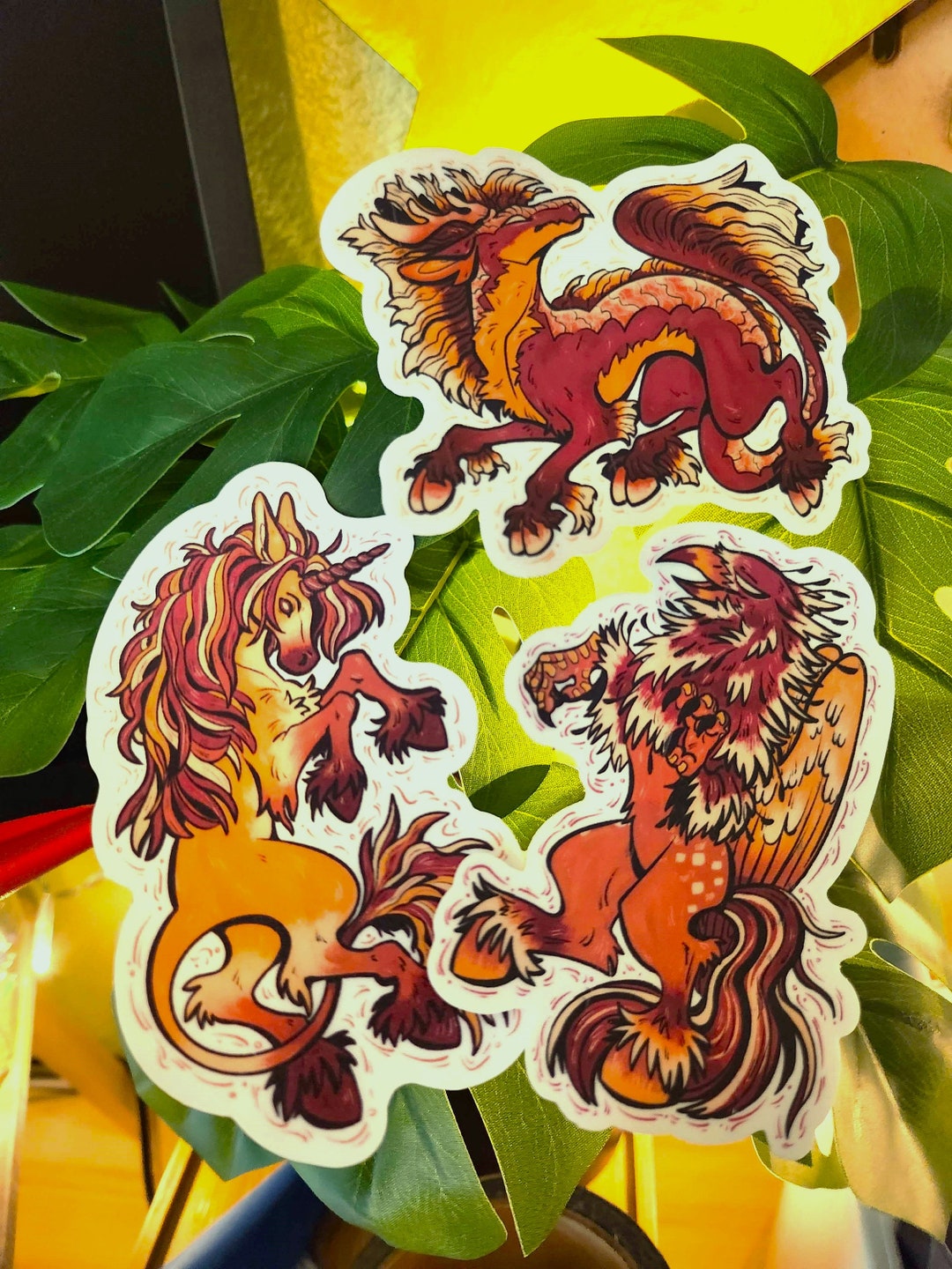 Mythological Unicorn, Qilin, and Hippogryph Die Cut Stickers ...