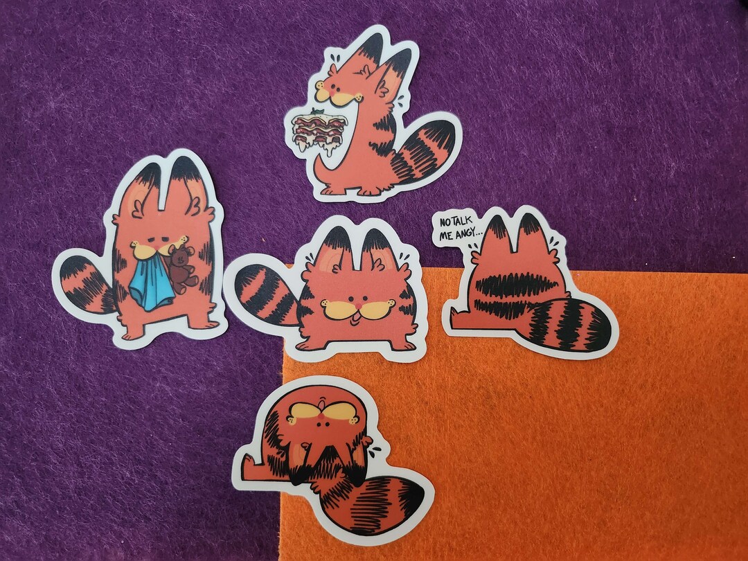 Cute Silly Garf Cat Stickers Waterbottle Laptop Decal - Etsy