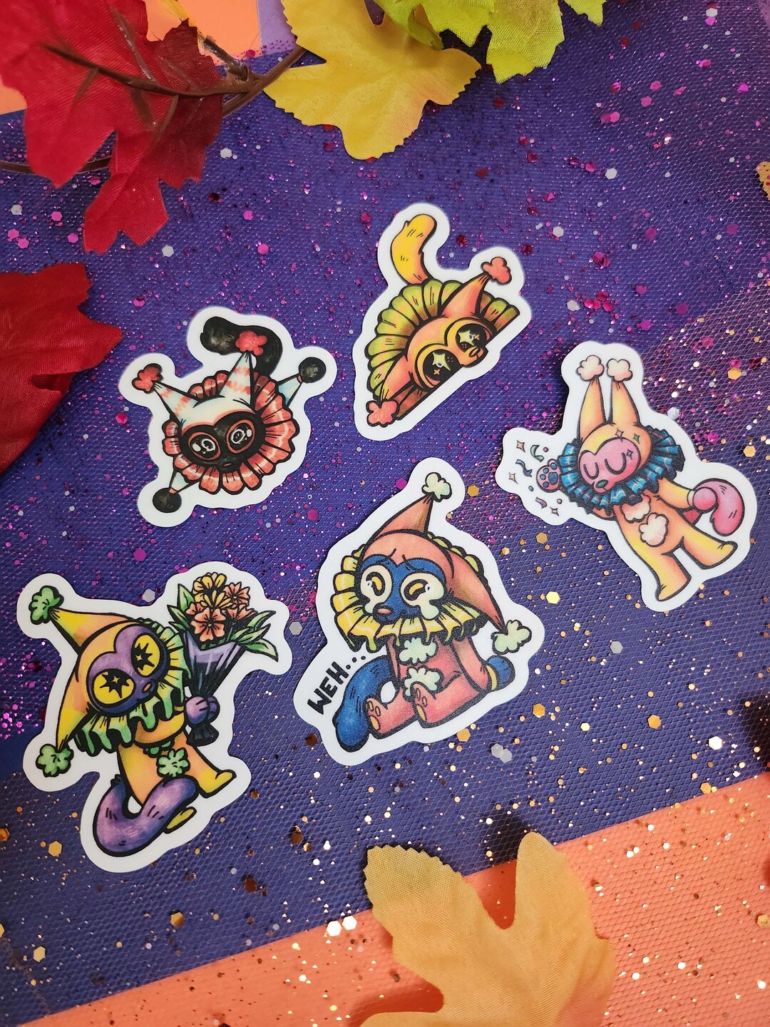 Silly Cute Clown Jester Cats Lil Guys Sticker Pack - Etsy