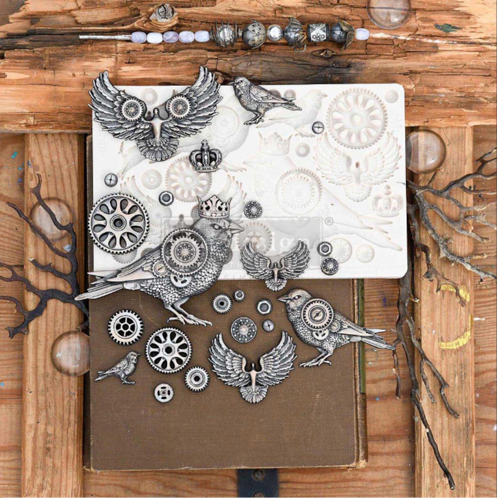 Prima Mould Redesign "clockwork Sparrows" - Vintage Art Decor Silicon ...