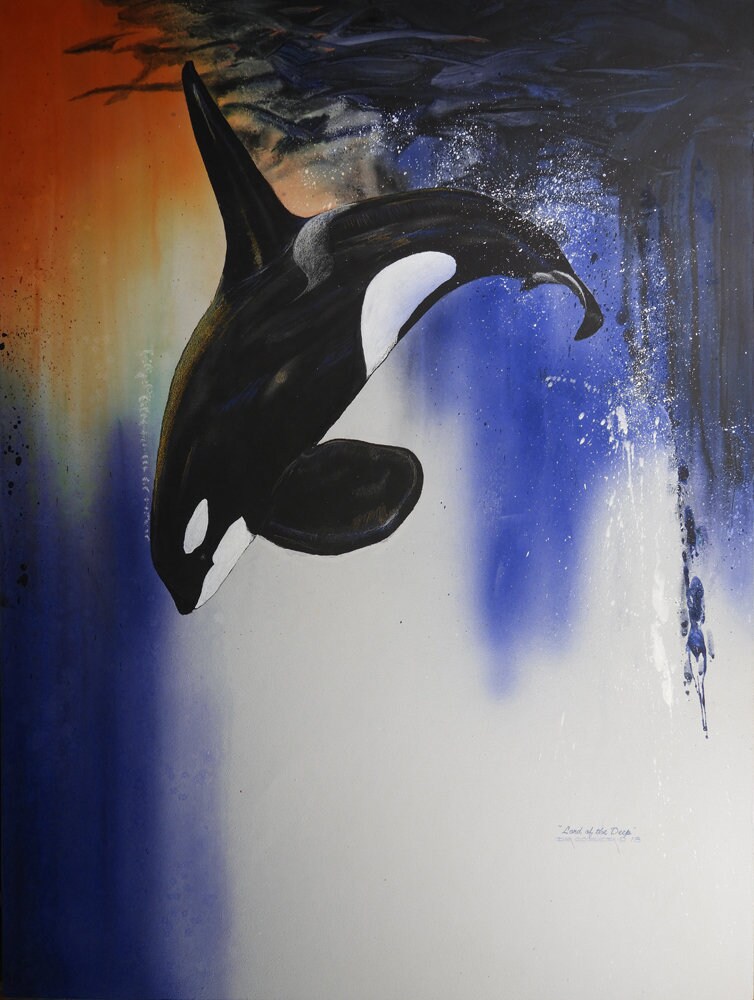 Killer Whale, Orca Painting, Whale Print, Nature Art, Whale Painting ...