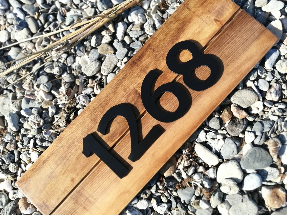 Custom Modern Wood Sign Personalized Door Number Sign - Etsy