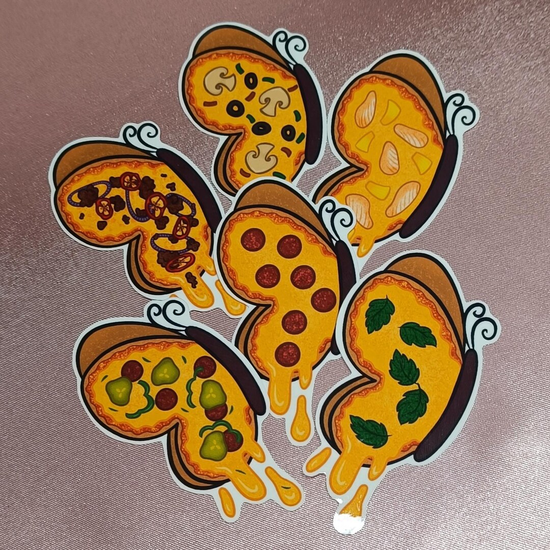 Pizza Butterfly Stickers, Food, Funny, Waterproof Vinyl, Decal, Sticker ...