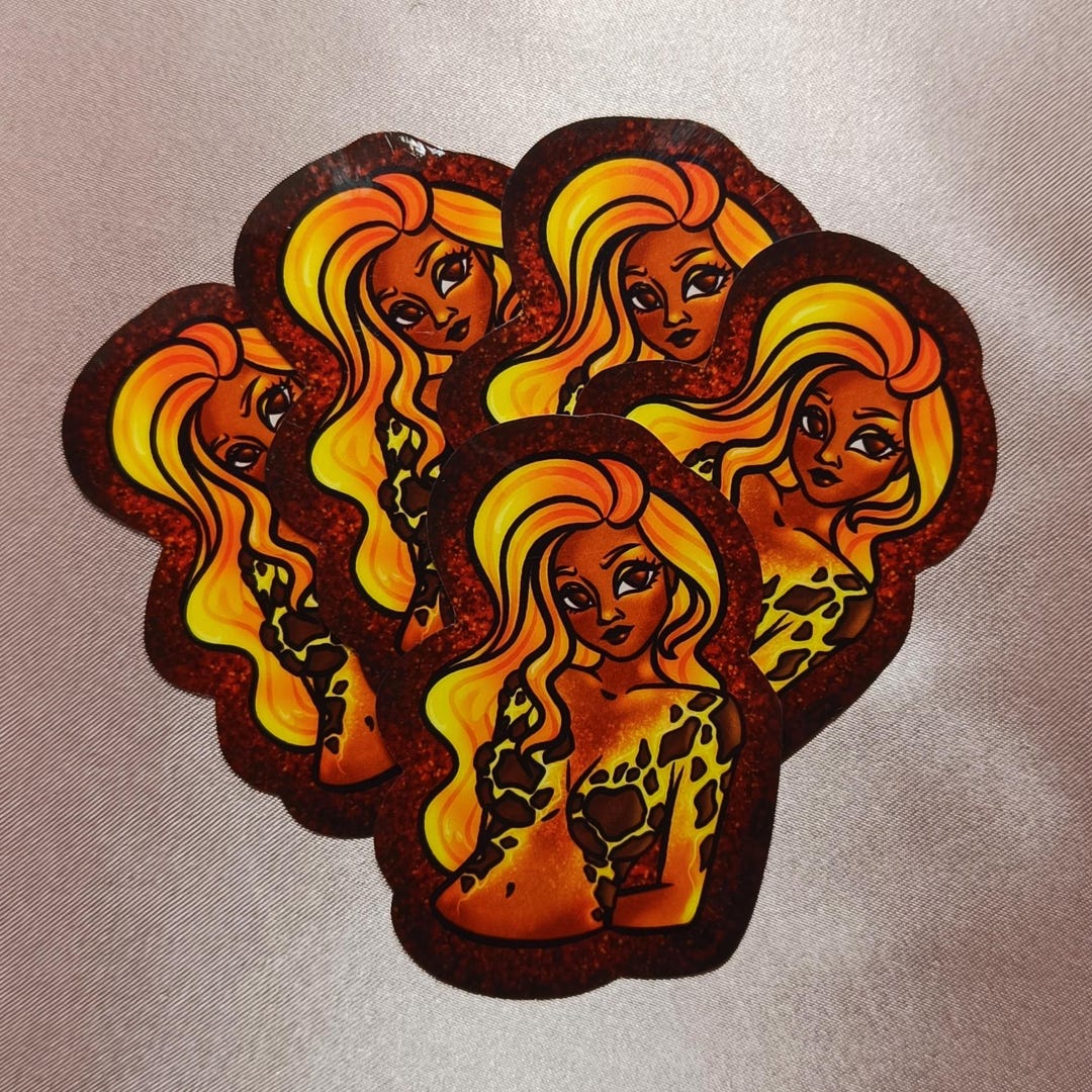 Lava Lady Sticker, Volcano, Elements, Fire, Waterproof Vinyl, Decal ...