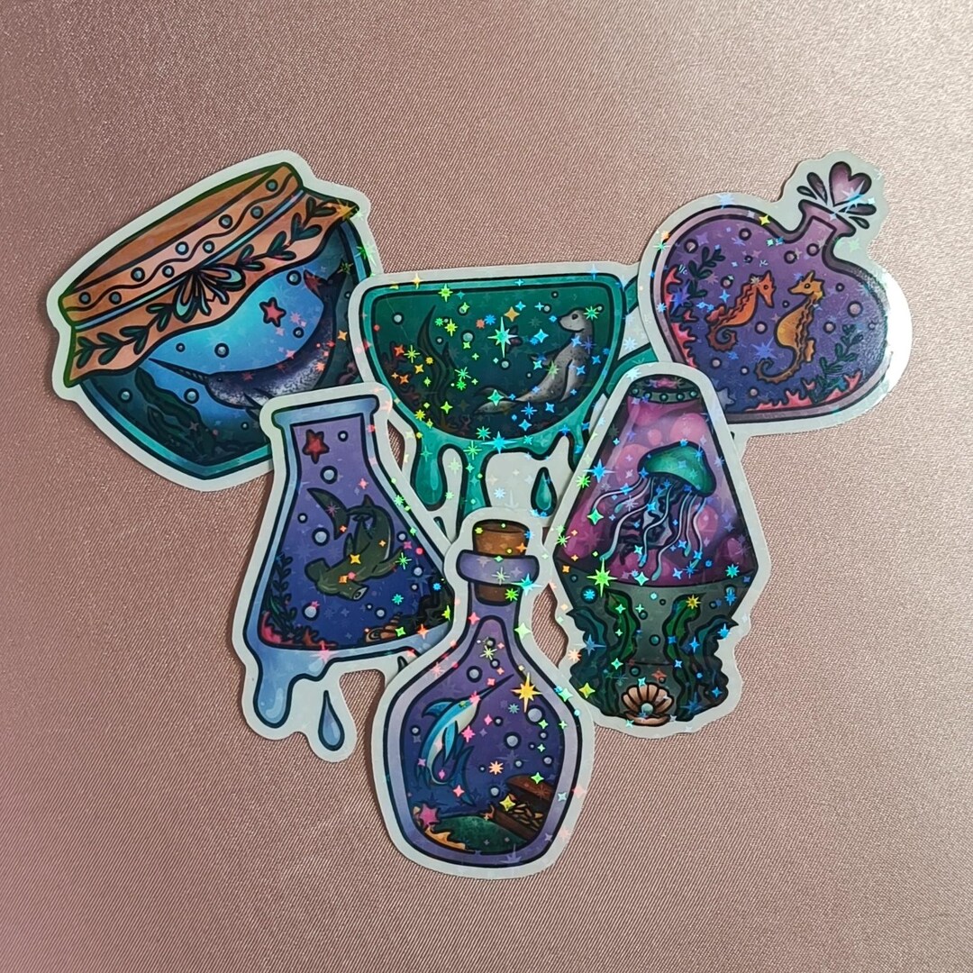 Holographic Ocean Creature Stickers: Waterproof Vinyl Decals - Etsy