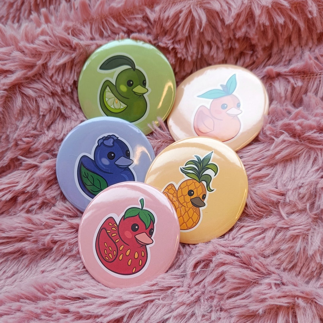 Rubber Duck Fruit Button, Animal, Strawberry, Lime, Pineapple, Peach ...