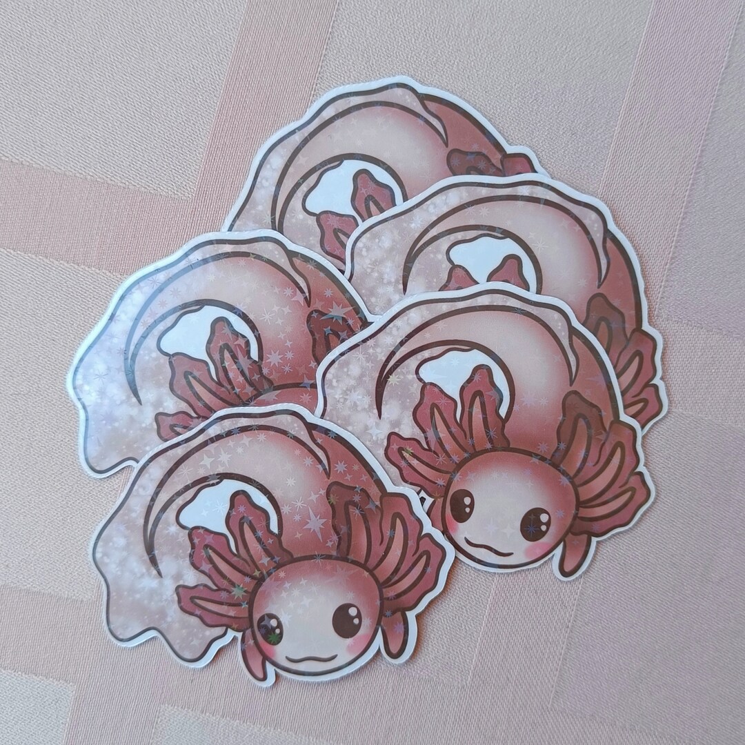 Holographic Axolotl Sticker, Games, Waterproof Vinyl, Decal, Sticker ...