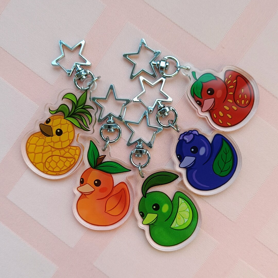 Rubber Duck Fruit Keychains, Acrylic Keychain, Rubber Duck, Keychain ...