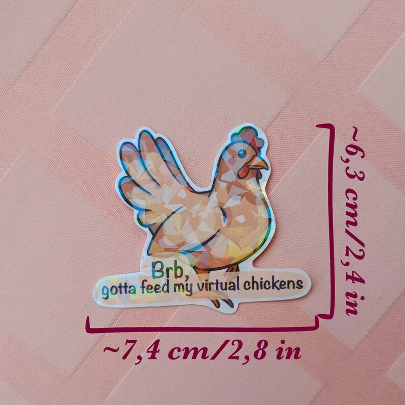 Holographic Chicken Sticker, Farming Sim, Gaming, Games, Cozy ...