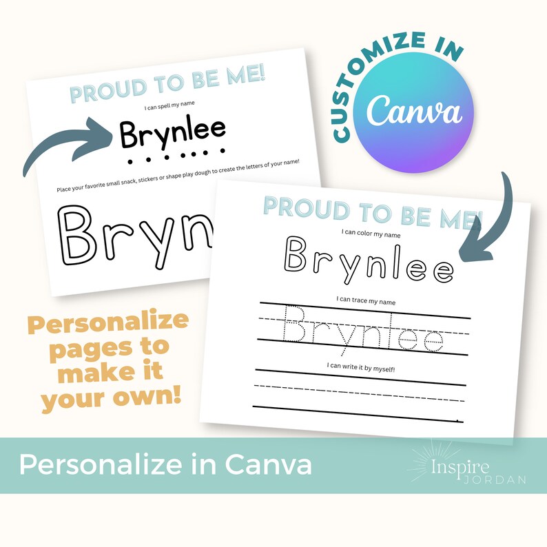 EDITABLE CANVA Printable Kids Name Practice Template | Customizable ...