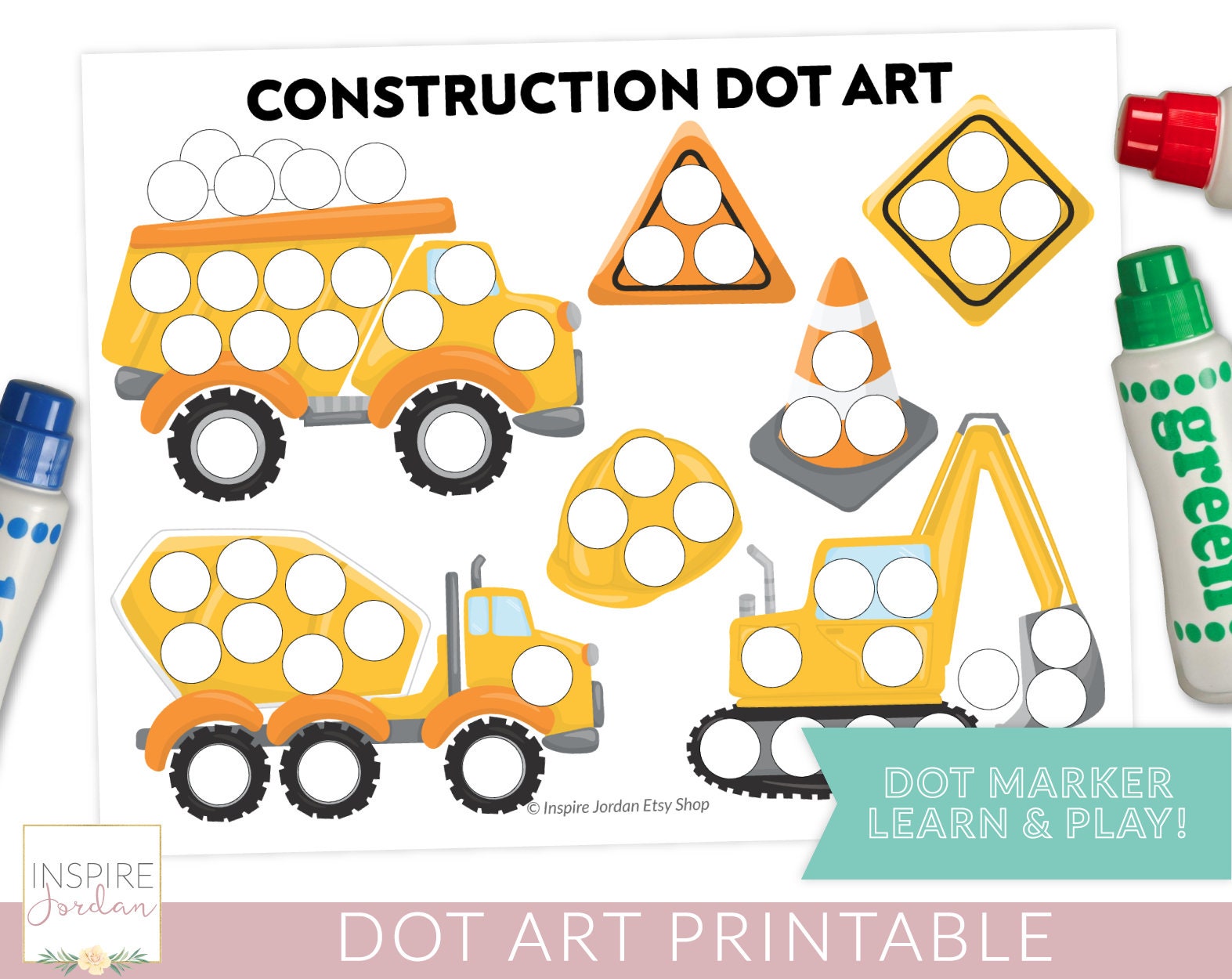 Do a Dot Construction Printable. Dot Marker Printable Pom Pom | Etsy