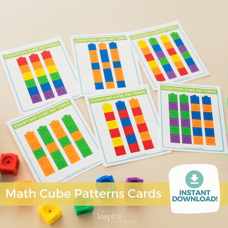 Math Flashcards for Kids: Learn Patterns With Unifix Snap Cubes ...