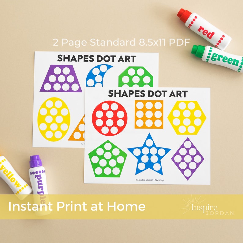 Fun and Educational Printable Shapes for Kids to Color With Dot Markers ...