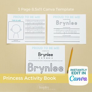EDITABLE CANVA Printable Kids Name Practice Template | Customizable ...