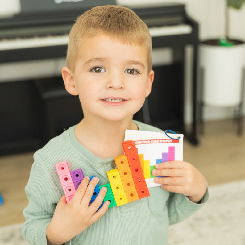 Math Flashcards for Kids: Learn Shape Building With Unifix Snap Cubes ...