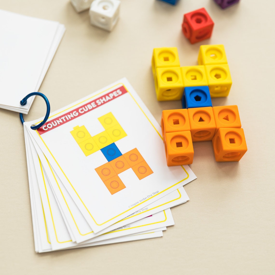 Math Flashcards for Kids: Learn Shape Building With Unifix Snap Cubes ...