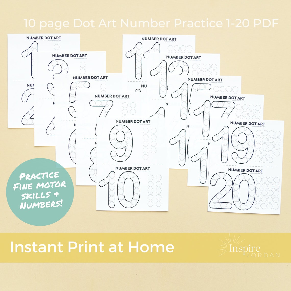 Dot Marker Preschool Number Practice Sheets. Math Learning Fun With Dot ...