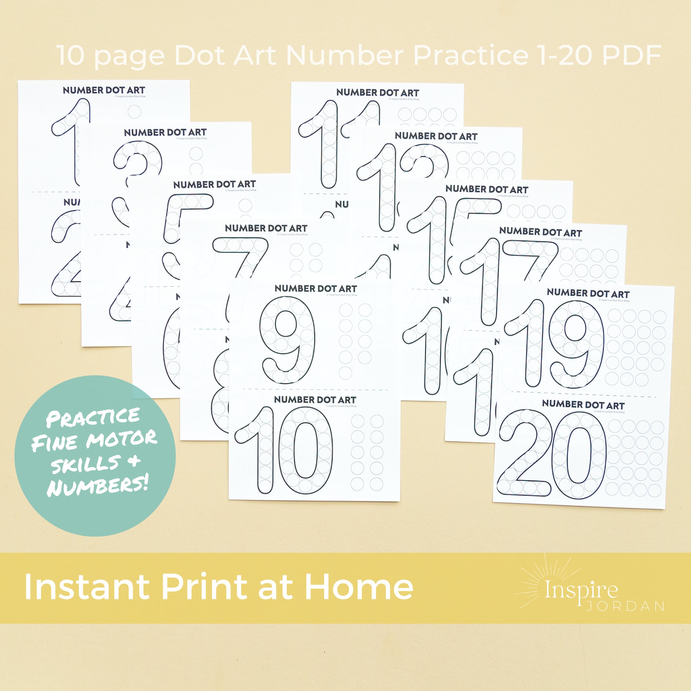Dot Marker Preschool Number Practice Sheets. Math Learning Fun With Dot ...