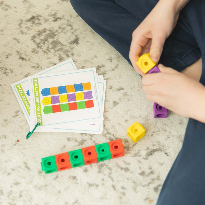 Math Flashcards for Kids: Learn Patterns With Unifix Snap Cubes | Counting Cube Printable Cards ...