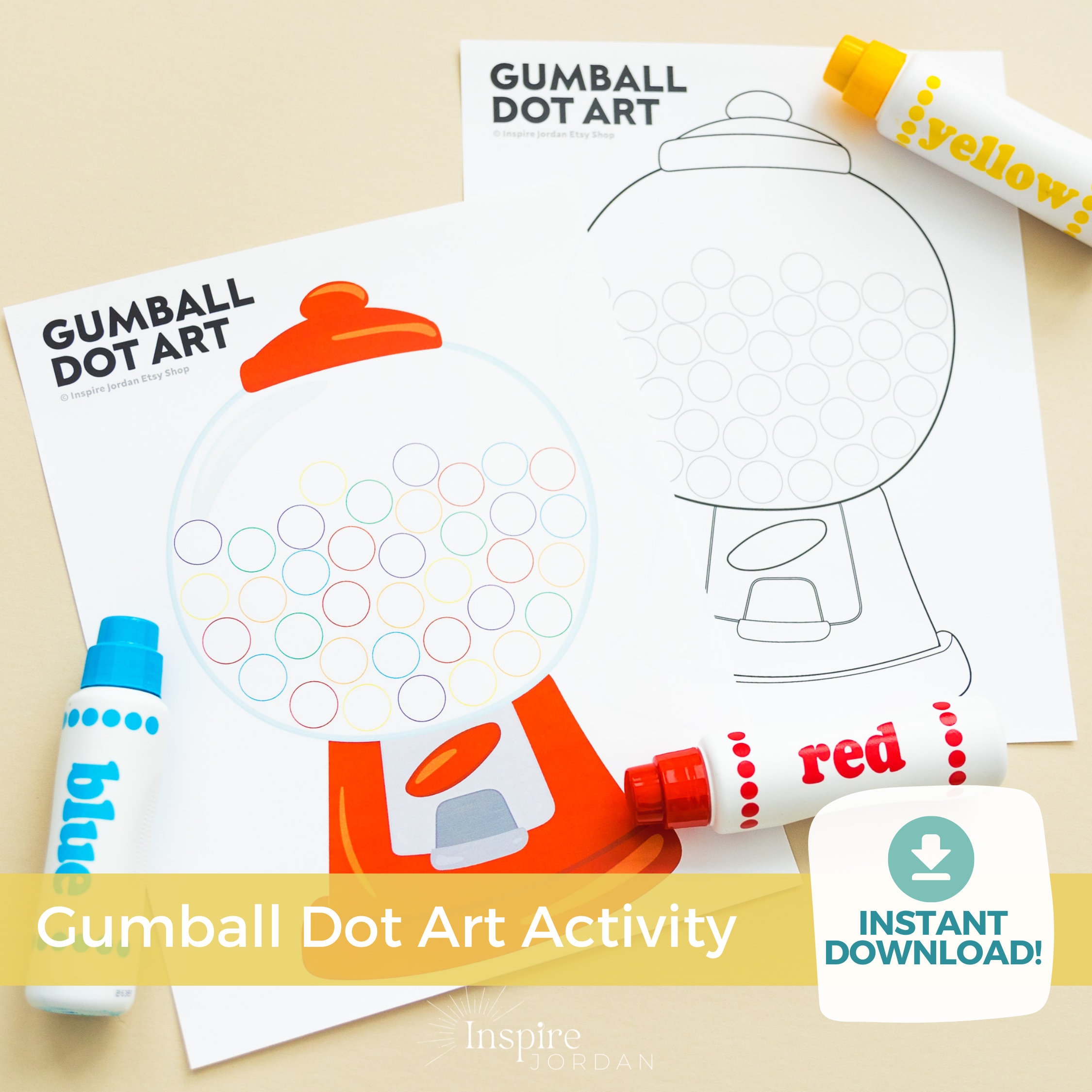 Dot Marker Gumball Machine Printable. Do a Dot Pom Pom Activity. Candy ...
