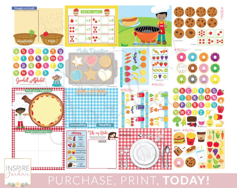 Food Busy Book Printable. Preschool Quiet Workbook. Preschool ...