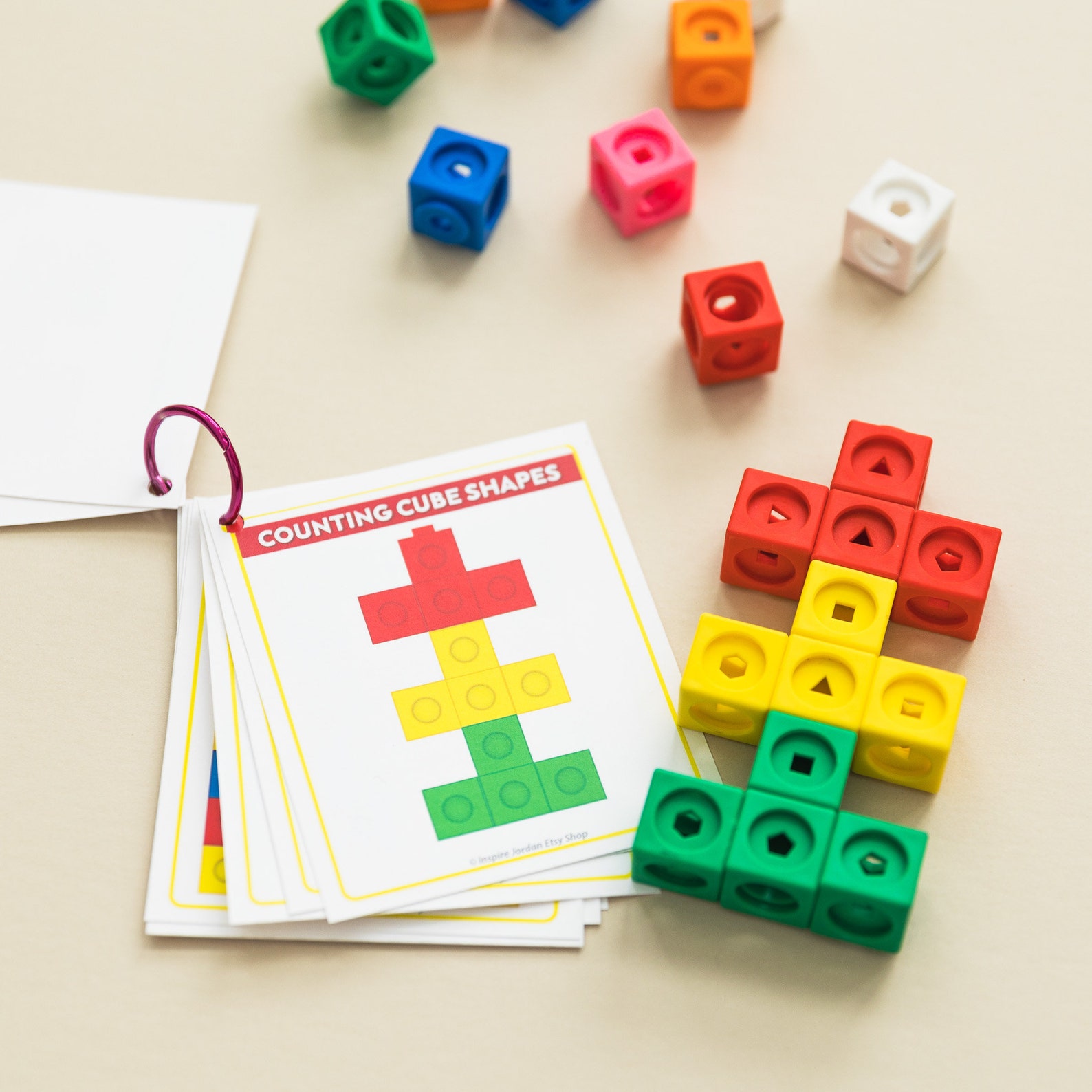 Math Flashcards for Kids: Learn Shape Building With Unifix Snap Cubes ...