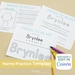 EDITABLE CANVA Printable Kids Name Practice Template - Etsy