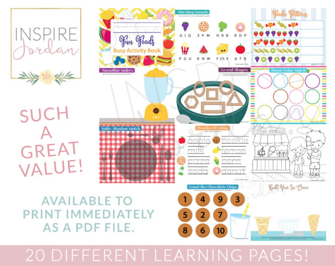 Food Busy Book Printable. Preschool Quiet Workbook. Preschool ...